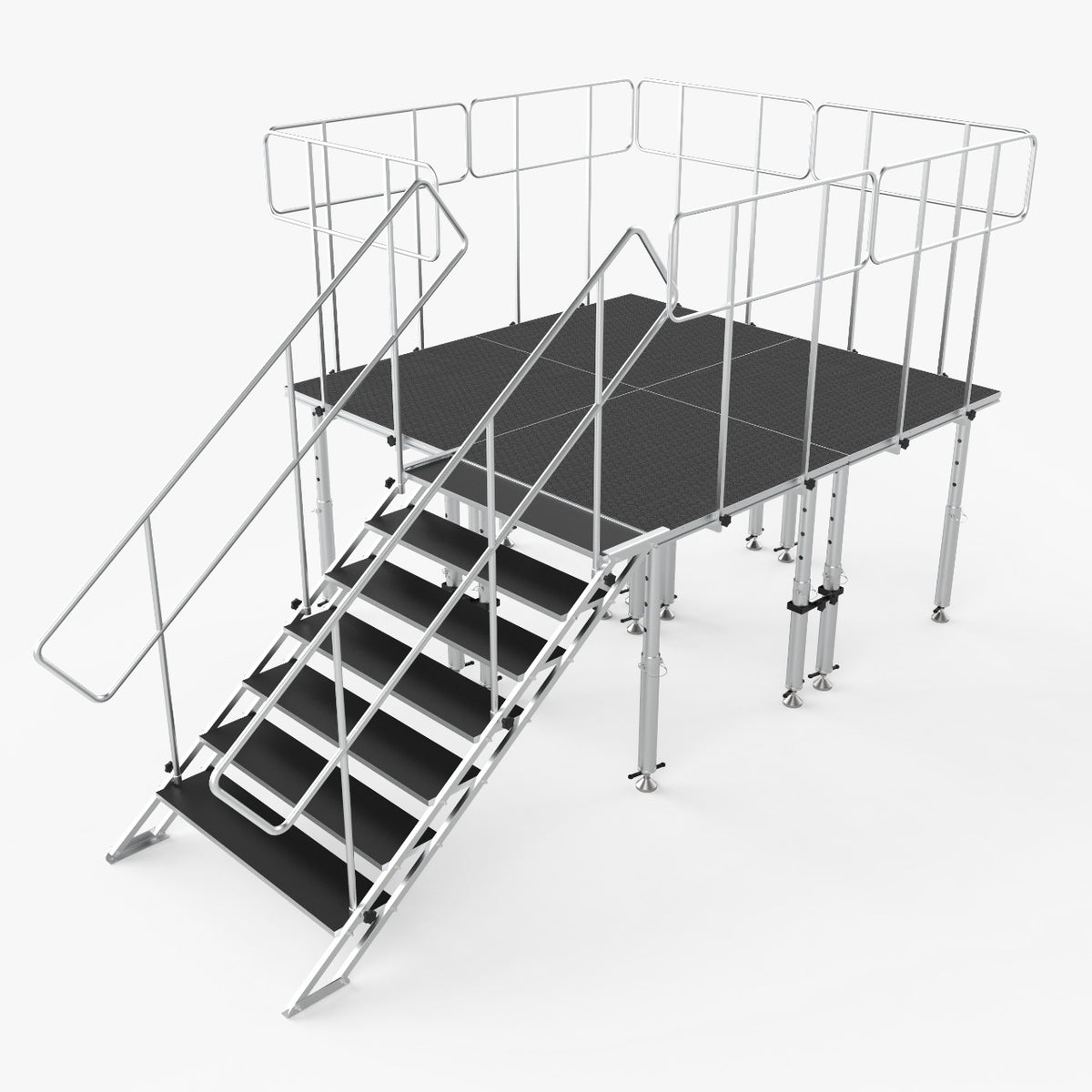 ProX XSQ-8X8PKG-44GRUST3 8FT x 8FT Stage Q 2 Stage Platforms 3-Steps S ...